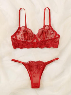 Red Lingerie Set Sheer – Self Care Shop