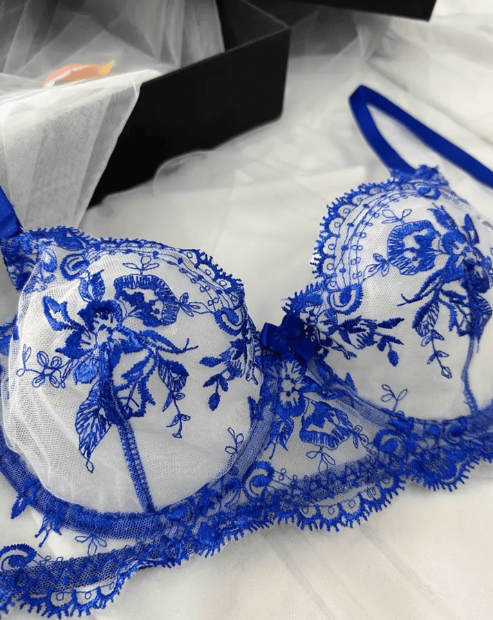 Blue Lace Lingerie Set Garter – Self Care Shop