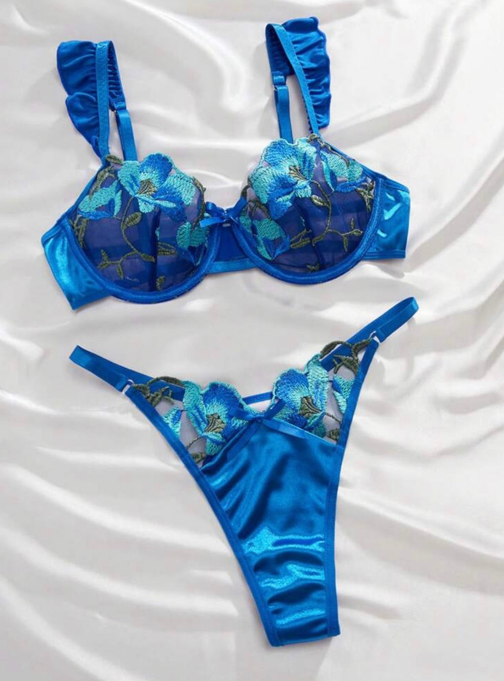 Blue Lingerie Floral Embroidery – Self Care Shop