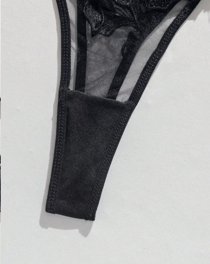 Black Lingerie Set Sexy Embroidery – Self Care Shop